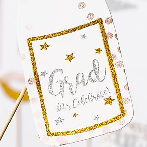 Cheerland Champagne Theme Photo Props for Silver and Gold Grad Party Photo Booth Eye Glasses, Wine Bottle, Mustache, Lips Party Decoration for Photo Background