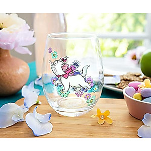 Disney The Aristocats Marie Walking Teardrop Stemless Wine Glass | Holds 20 Ounces