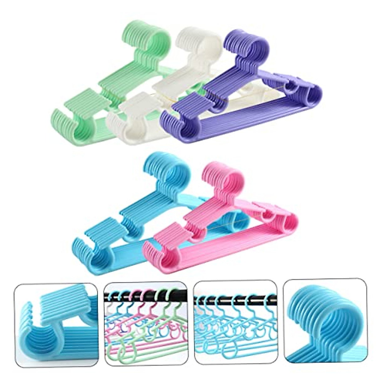 HANABASS 100pcs Baby Hanger Pants Rack Hanger Baby Clothes Rack Hook Hanger Toddler Hangers Plastic Clothes Hanger Plastic Hangers Children Clothes Hanger Coat Hanging Tool Clothes Hangers