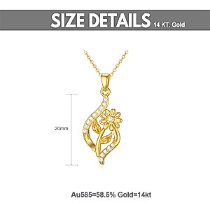 Rikelus 14K Gold Sunflower Necklace for Women Solid Gold Infinity Pendant Necklace Sunflower Jewelry Dainty Flower Necklace Christmas Birthday Gift for Girlfriend Wife Mom Her 16+1+1 inch (Infinity)