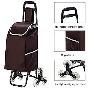 Shopping Trolley on Wheels Portable Convenient Trolleys Lightweight 3 Angle Wheel Climbing Shopping Cart Wheel Rolling Push Trolly Waterproof Bag Coffee Color Lucar