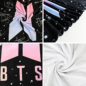 Kpop Blankets Bangtan - Soft Blanket Ultra Cozy Plush Warm Lightweight Hypoallergenic Black Throw Gifts Merchandise Anti-pilling Flannel 50x60 in