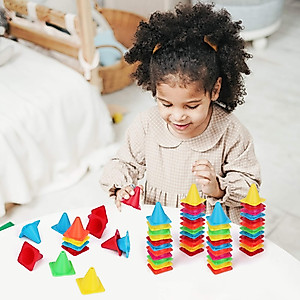 Play Build ConestaX Stacking Game - 48 Pcs Cones Balancing Stacking Toy - Fun STEM/STEAM Activity Games for Toddler - Educational Cone Stack Toys with Plastic Storage Container