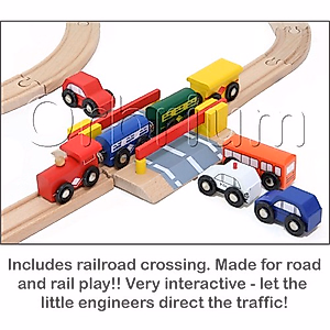 Orbrium Toys 100 Piece Triple Loop Wooden Train Set Track Generic Fits Thomas Brio