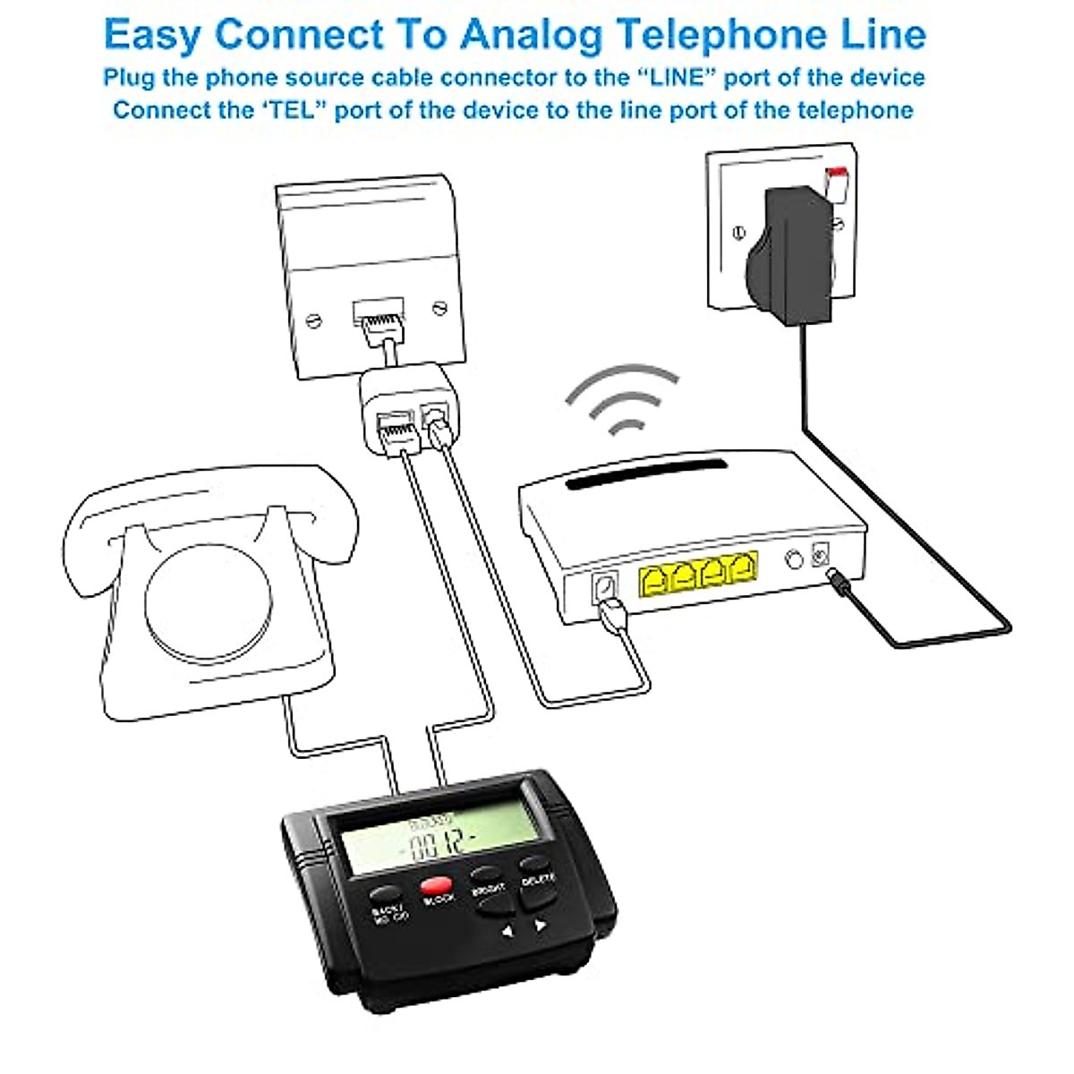 wondcam Call Blocker for Landline Phones, Premium Phones with Call Blocking, One Touch Number Block Device, Block Unwanted Robocalls and Nuisance Calls