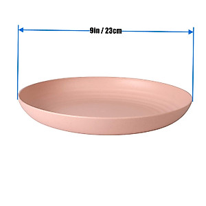 WANBY Lightweight Wheat Straw Plates Unbreakable Dinner Dishes Plates Set Dishwasher & Microwave Safe (Large 4 Pack 9')