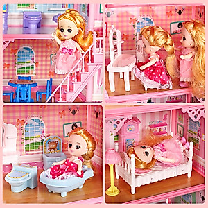 Huge Doll House Dollhouse with Light, Gift for Girls