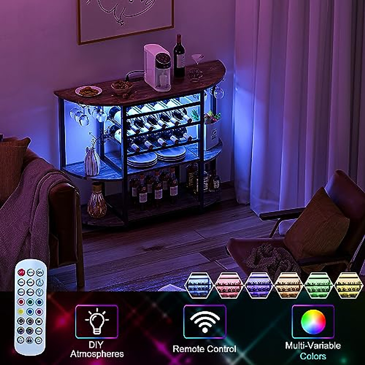 GEBAROW TV Stand for 75+ Inch TV, Entertainment Center with Adjustable Shelf, Rattan TV Console with 2 Storage Cabinets, Mid Century Modern TV Console Table for Living Room Bedroom (Black)