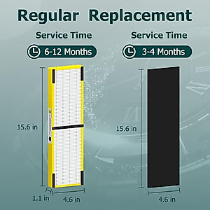 FLT4825 HEPA Filter B Replacement for Ge-rm Guardian Air Purifier AC4825 AC4300 AC4800 AC4900 AC4850, 2 True HEPA Filters & 8 Activated Carbon Pre-Filters