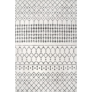 nuLOOM 8x10 Zola Geometric Moroccan Area Rug, Grey, Faded Bohemian Design, Stain Resistant, For Bedroom, Dining Room, Living Room, Hallway, Office, Kitchen, Entryway
