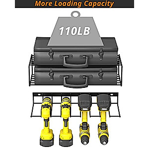 Power Tool Organizer, Garage Tool Organizers and Storage, Wall Mount Style for Power Tool Drill as Heavy Duty Tool Shelf & Tool Rack, Removable Design,Suitable for Garage, Workshop and Warehouse