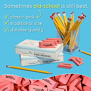 Blue Summit Supplies Pink Erasers, Bulk Erasers for Art, School, and Office Use, Classroom Set, 36 Pack