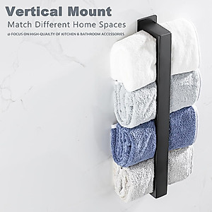Black Adhesive Towel Rack Stainless Steel Bathroom Hand Towel Holder for Wall Kitchen Towel Hanger 30cm