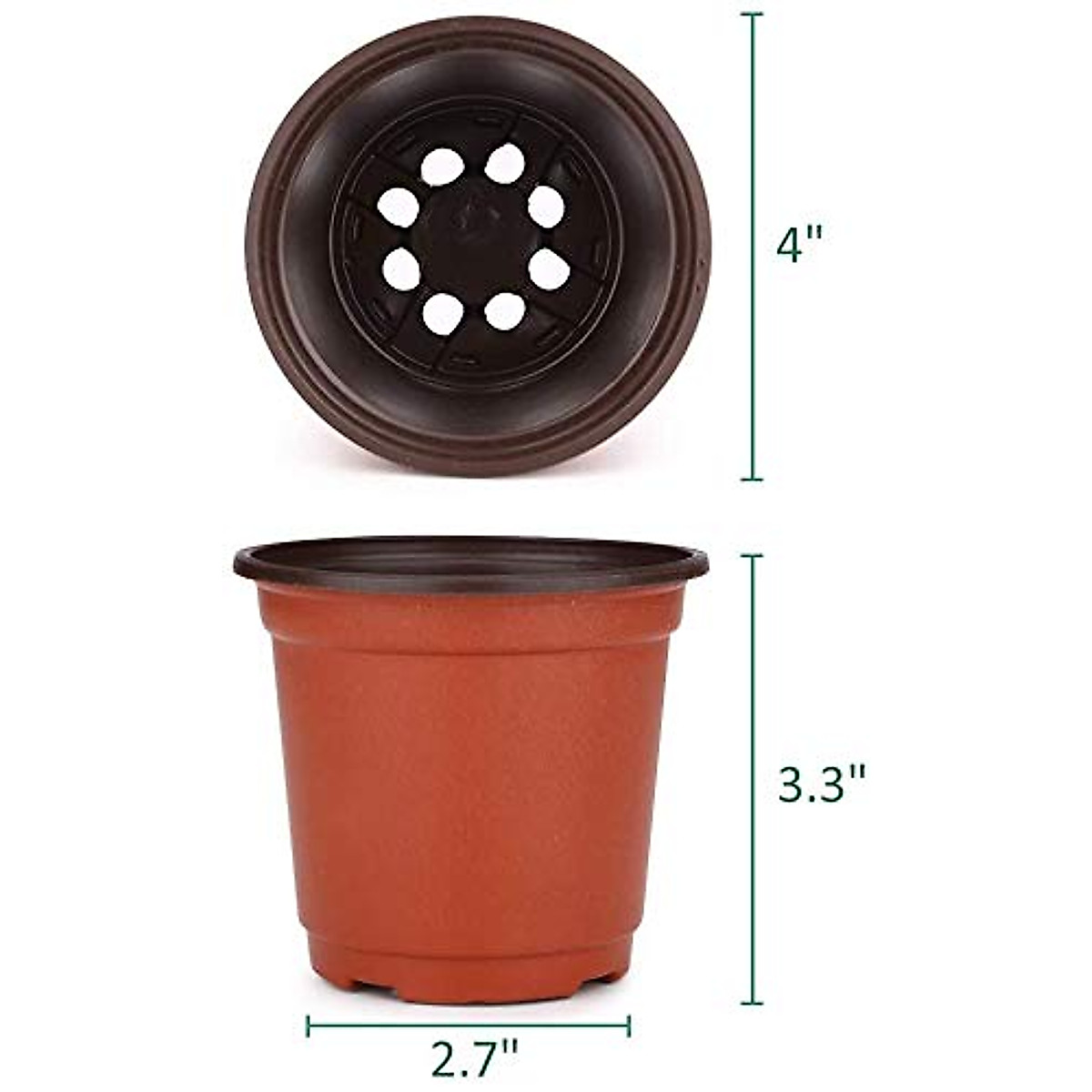 GROWNEER 120 Packs 4 Inches Plastic Plant Nursery Pots with 15 Pcs Plant Labels, Seed Starting Pot Flower Plant Container for Succulents, Seedlings, Cuttings, Transplanting