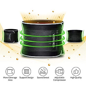 VOHUKO Waist Trimmer for Men, Widening Waist Trainer Ab Belt Sweat Wrap for Stomach and Back Lumbar Support Black