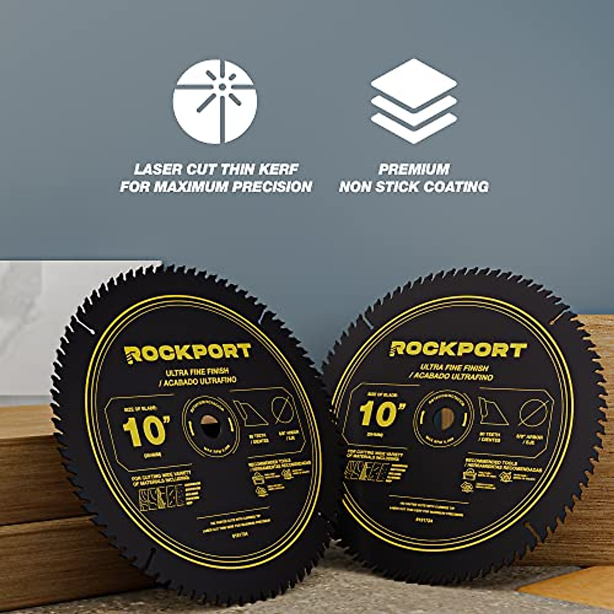 ROCKPORT Table Saw Blades 10 inch 80 Teeth - (1 Pack) 10" Table Saw Blades & 10 inch Miter Saw Blades, 5/8" Arbor, Multipupose Carbide Tip Circular Saw Blade for Ultra Fine Finish Cutting of Wood