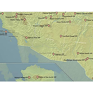 US National Parks Map 18x24 Poster (Natural Earth)