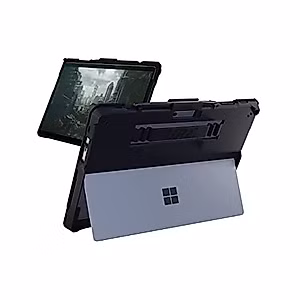 Eco Rugged Cases Black Microsoft Surface Pro 7+ / Pro 7 / Pro 6 / Pro 5 / Pro 4 Case Rugged Tablet Case with Handstrap and Built-In Stylus Pen Holder and Kickstand Made with 100 percent Recyclable TPU