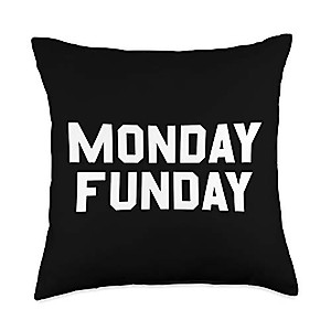 Monday Funday Sarcastic Work Week and Football Love Throw Pillow, 18x18, Multicolor