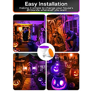 LEDERA LED Flood Orange Purple Light Bulb, 15W Equivalent 150W, Par38 Orange Purple Flood Light, E26 Base, Colored LED Light Bulbs, Not-dim Ideal for Halloween, Christmas, Party, Holiday, 2 Pack