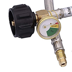 Meter Star 18inch Pigtail Stainless Braided RV Regulator Propane Hose Connector with Gauge QCC Type1 Connection 2PCS/lot