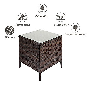 Tuoze Tozey 3 Pieces Patio Furniture PE Rattan Outdoor Conversation Set with Table Backyard Porch Garden Poolside Balcony (Brown)