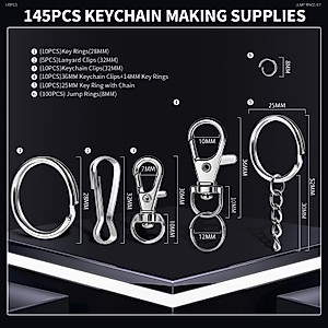 LEOBRO 145PCS Key Chain Rings and Keychain Clips for Keychains, Lobster Claw Clasps and Key Rings, Keychain Accessories, Bulk Lanyard Clips Keychain Rings Keychain Clips for Crafts, Keychain
