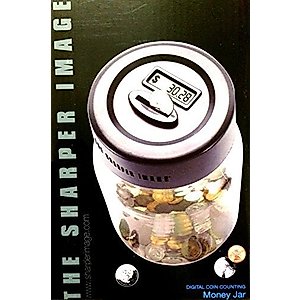 The Sharper Image Electronic Digital Coin Counting Money Jar - Piggy Savings Bank