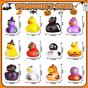 Mikulala 24Pcs Halloween Rubber Ducks Party Favors - 2 Inch Duck Toy for Kids Trick or Treat Supplies, Goodie Bag Fillers, Baby Showers, Prizes and Toys