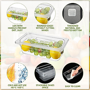 Mifoci 12 Pcs 1/3 Size 4'' Deep Commercial Hotel Pans with Lids Clear Food Pans Polycarbonate Restaurant Containers Stackable Restaurant Food Storage Containers for Kitchen Commercial Deli Food Prep