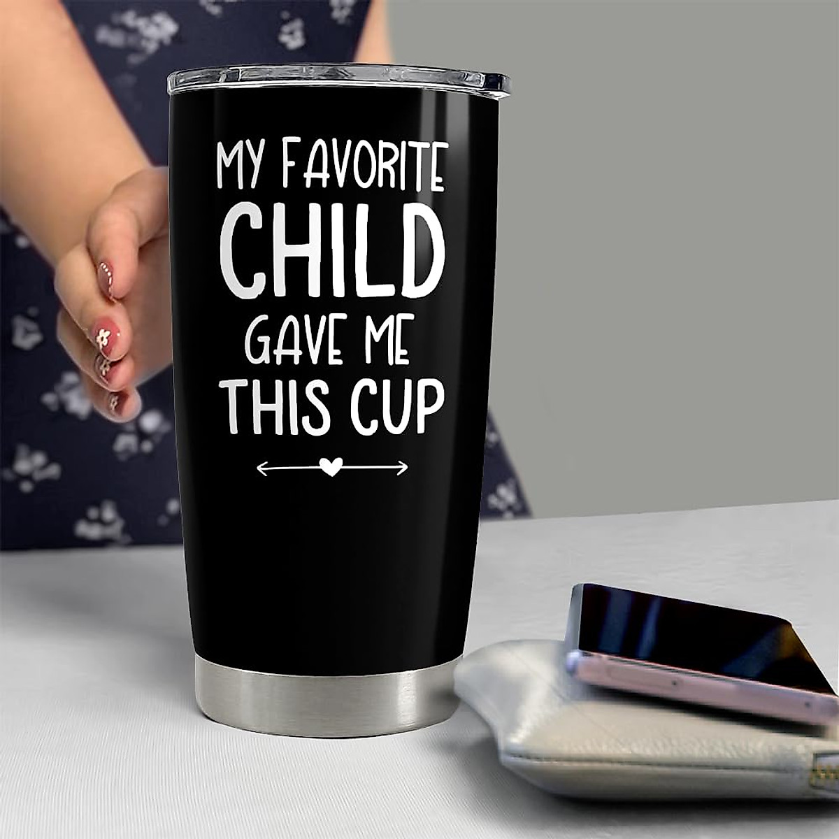 SANDJEST 20oz Stainless Steel Tumbler Gifts for Dad from Daughters Sons Insulated My Favorite Child Gave Me This Cup Travel Mug Christmas Father's Day