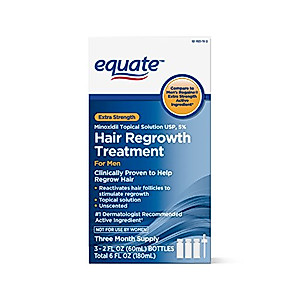 Equate - Hair Regrowth Treatment for Men with Minoxidil 5% Extra Strength, 3 Month Supply, 2 Ounce Bottle, 3 Count