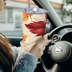 AYCZN Fall Maple Leaf 20 OZ Tumbler Stainless Steel Travel Coffee Mug, autumnn Leaves Insulated Water Bottle with Lid and 2 StrawsLeakproof Thermal Cup