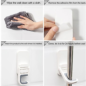 4/6/8PCS Peel and Stick Mop & Broom Holders, Mop and Broom Wall Holder Peel and Stick, Broom And Mop Organizer Wall Hanging, Broom Holder Wall Mount Self Adhesive, Broom Closet Organizer Hooks (4PCS)