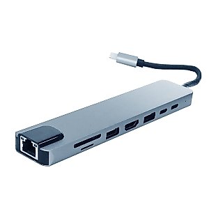 USB C Hub 4K HDMI 8-in-1 USBC Multiport Adapter Type C Dongle, Micro SD and SD Card Reader, USB-C and USB A Data Ports Compatible, MicroSD, USB Type C, Ethernet, HDMI, USB 3.0, Thunderbolt, USB 2.0