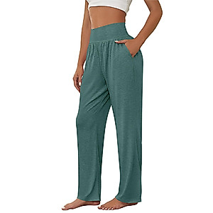 Neer 3 Pcs Women's Wide Leg Yoga Pant Comfy Loose Sweatpants High Waist Lounge Casual Athletic Pant Workout Joggers Pant (Black, Grey, Pine Green,X-Large)