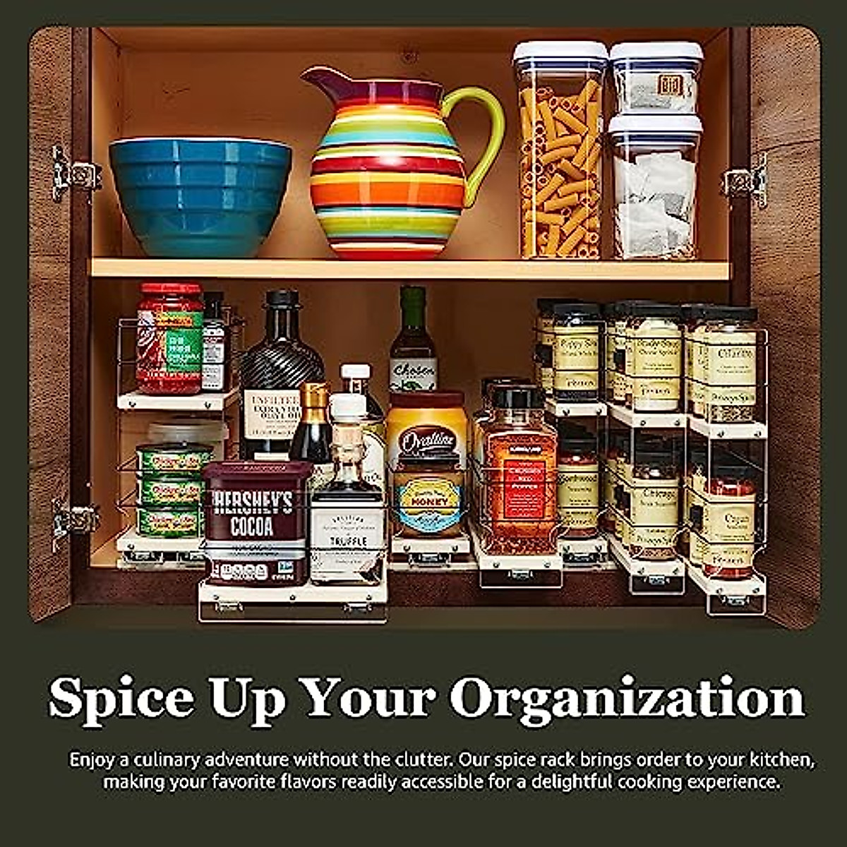 Vertical Spice - 23x2x11 DC - Spice Rack and Storage Organizer Drawer - Cabinet Mounted - Size: 5.75" Width x 10.75" Height x 10.6" Depth - Made In USA