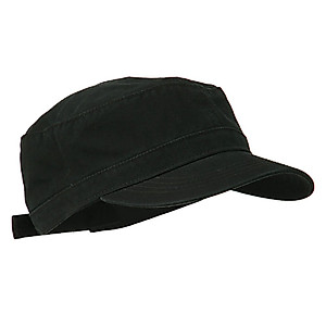Garment Washed Adjustable Army Cap - Black OSFM