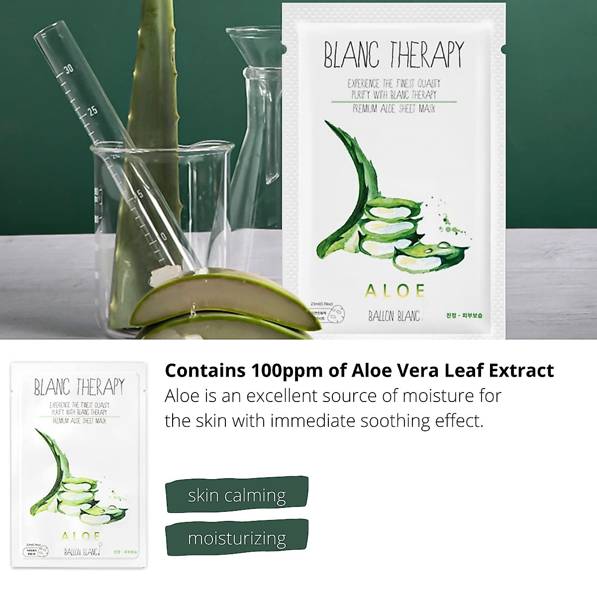 BALLONBLANC | Blanc Therapy Premium Sheet Masks | Relaxing Spa Self Care Gifts | Moisturizing Aloe and Vitamin, Skin Nutritional Korean Facial Masks for All Skin Types | 6 Masks