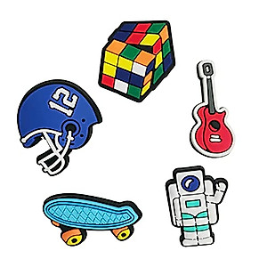 IOKUKI Croc Charms for Boys, 35 PCS Croc Charms for Teens, Basketball Football Soccer Volleyball Baseball Croc Charms, Video Game,Astronaut and Sports Croc Pins for Boys