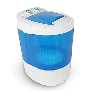 Muhub Portable Twin Tub 16.5lbs Mini Washing Machine,Compact Semi-automatic Washer and Spin Combo,Top Load,Portable Washer for Dorms,Apartments,RVs(White & Gray)