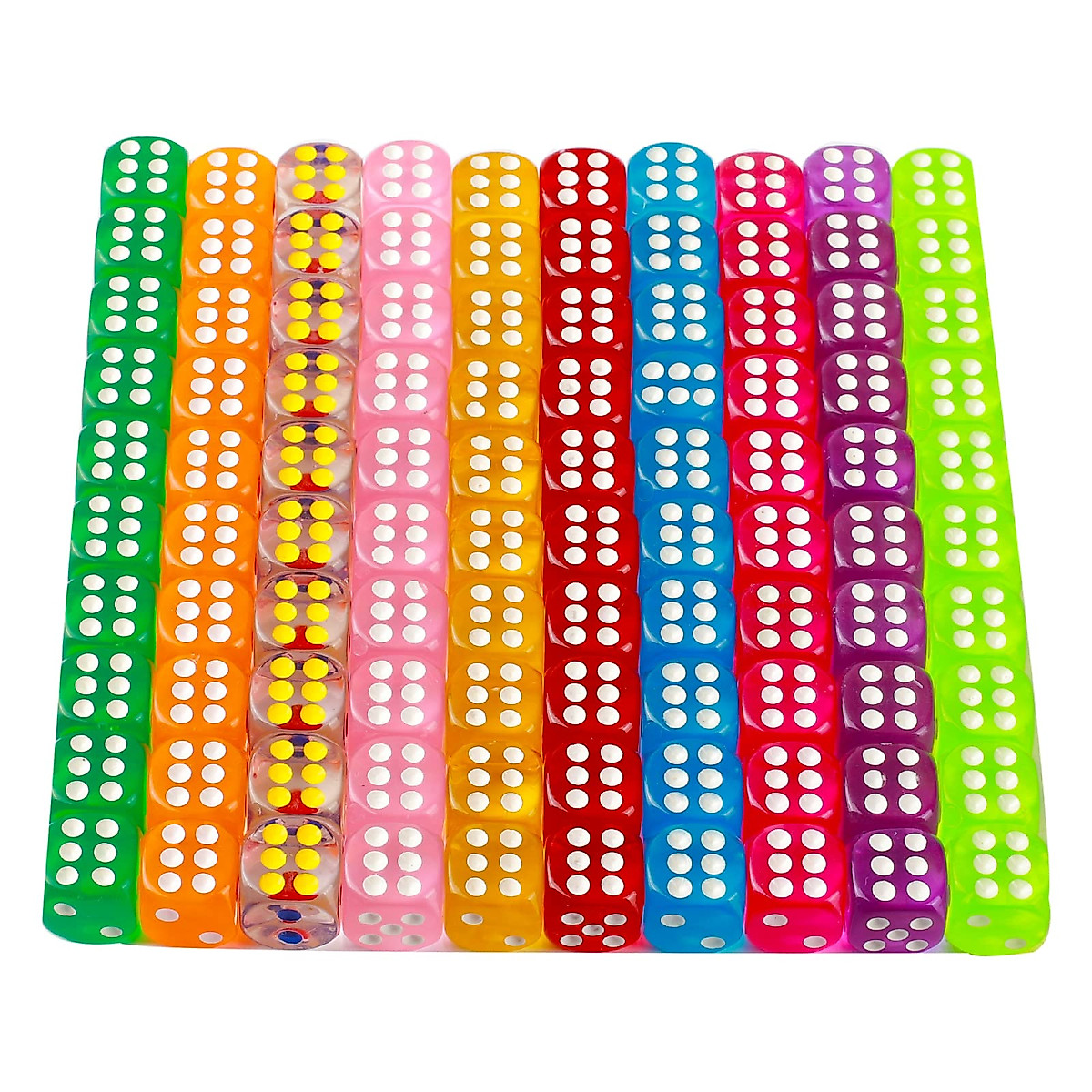 Dice Game, Yision Colored Dice, 14mm D6 Dice for Bunco Games, Activity, Casino Theme, Party Favors, Toy Gifts -100pcs