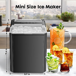 OLIXIS Ice Maker Countertop, 9 Cubes Ready in 6 Mins, 26lbs in 24Hrs, Self-Cleaning Ice Machine with Ice Scoop and Basket, 2 Sizes of Bullet Ice, Bright Black