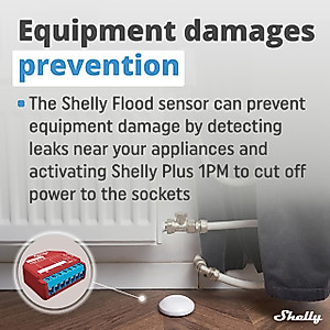 Shelly Flood | Wireless Flood Sensor with Temperature Measurement | Home Automation | iOS Android App | Dripping & Leaking Alarm | Floor Heating Control | Compact Design | Easy to Use