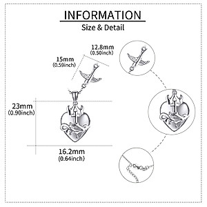 JERWLI Flaming Sacred Heart of Jesus Necklace S925 Sterling Silver Catholic Faith Charm Pendant Love of God Thorn Jewelry Easter Gifts