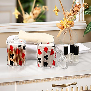 Poker Cards 2 Pack Qtip Holder Organizer Dispenser Plastic Bathroom Jars Storage Containers with Lids Clear Jars for Cotton Balls Q-Tips