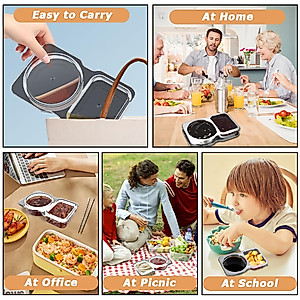 SEILETOO 40PCS Double Compartment Condiment Containers with Lids, 2025 New Disposable 2 Compartment Snack Containers, Plastic Bento Boxes for Office,Picnic,Microwave Safe