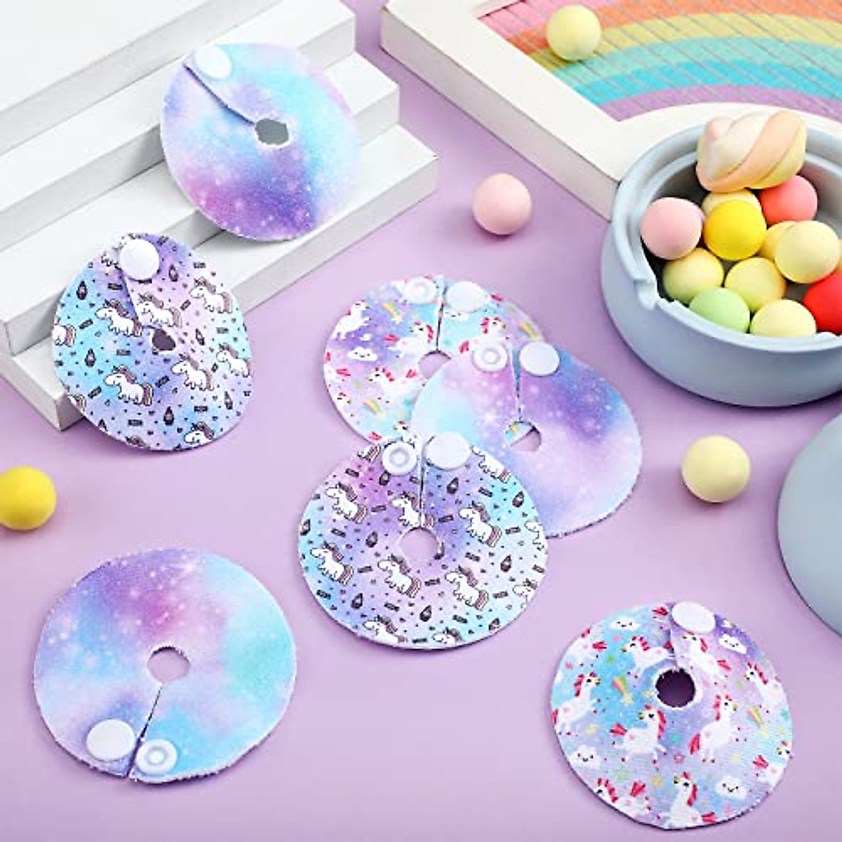 24 Pack Cotton Pads for Feeding Support, Unicorn Feeding Pads Supplies G Shape Pads Button Covers for Care (Unicorn)