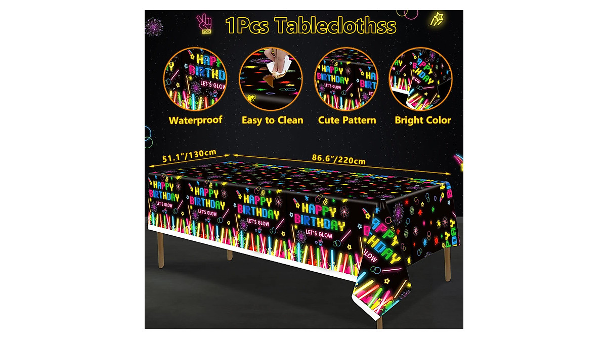 233 PCS Glow Neon Party Supplies Neon Glow Tableware Set Neon Balloons ...