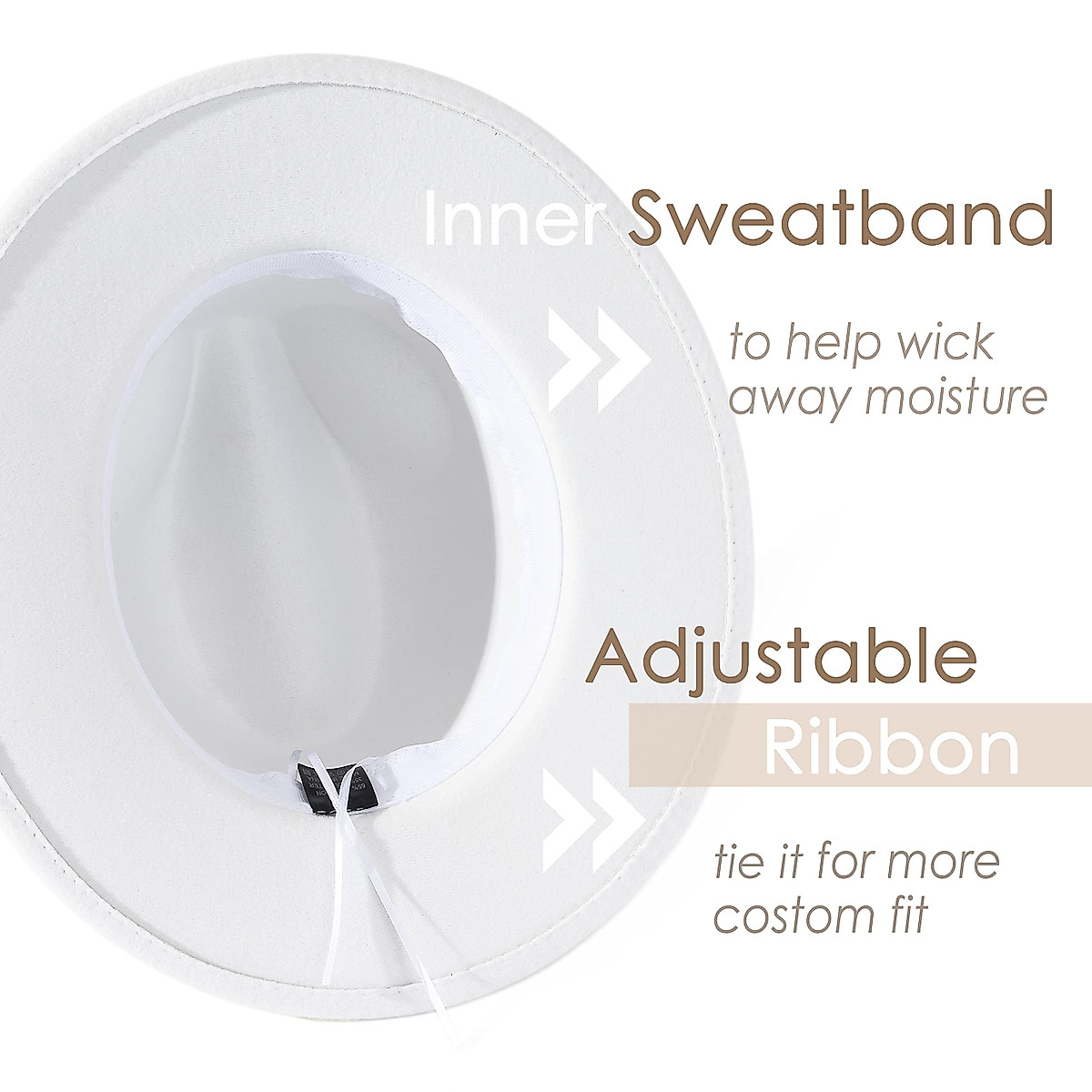 Lisianthus Women Classic Felt Fedora Wide Brim Hat with Belt Buckle A-White